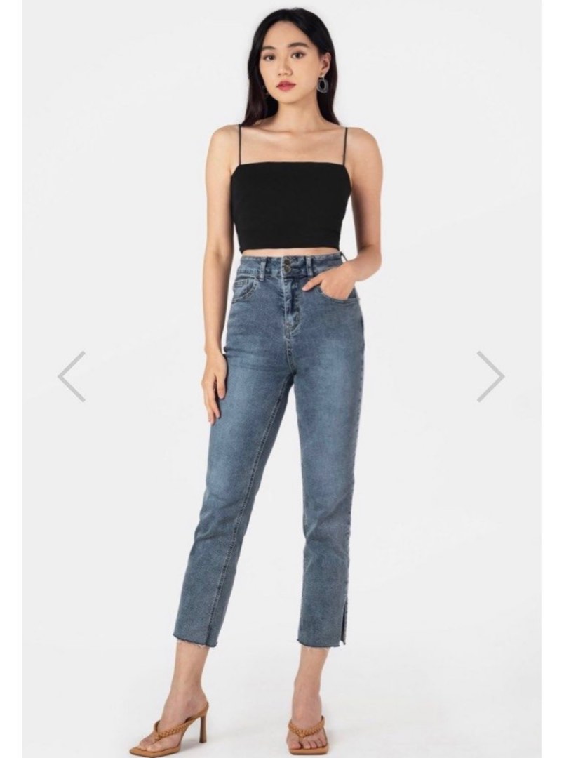 Lovet SIDE BAE SLIM FIT JEANS (Dark Wash), Women's Fashion, Bottoms ...