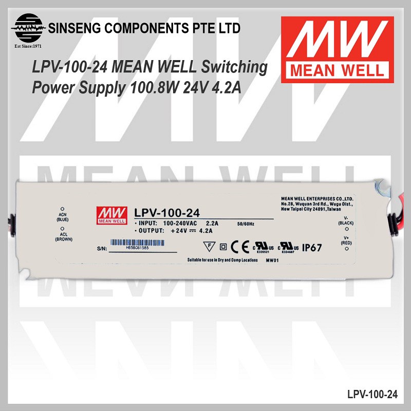 LPV-100-24 Mean Well LPV Power Supply (LPV-100) 100.8W 24V 4.2A ...