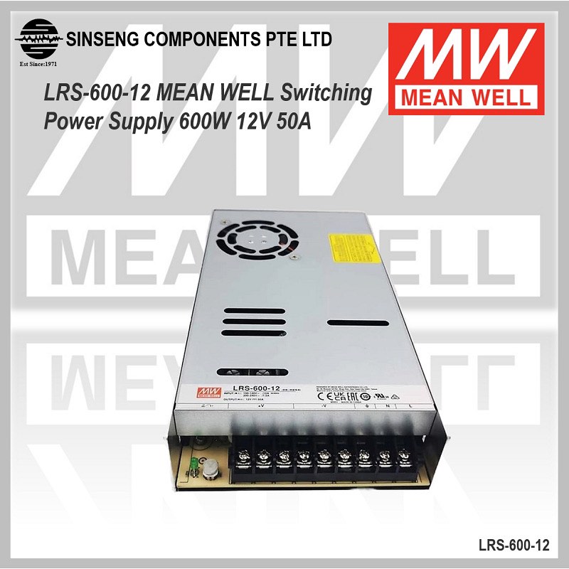 Mean Well LRS Series Industrial Panel Mount Switching Power Supply - 600W 12V 50A [Meanwell ...