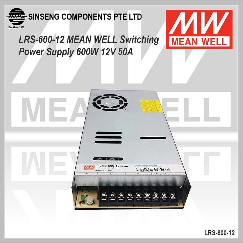 Mean Well LRS Series Industrial Panel Mount Switching Power Supply - 600W 12V 50A [Meanwell ...