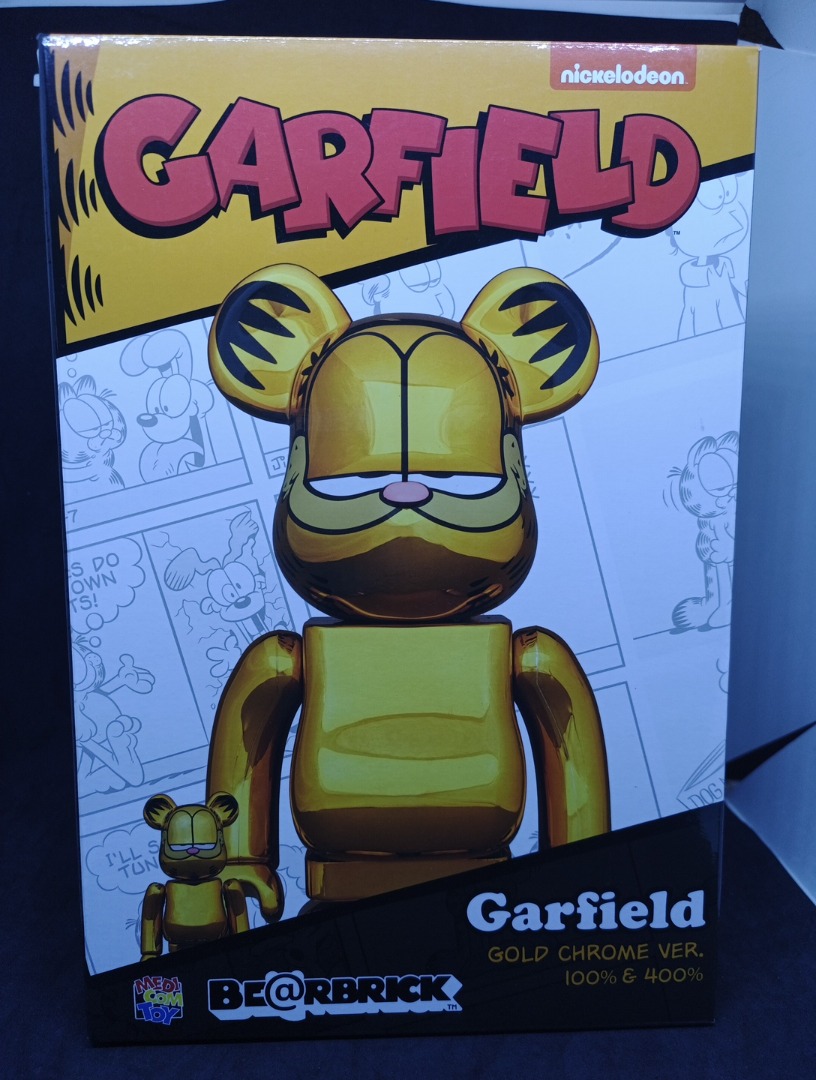 Medicom Toy BE@RBRICK GARFIELD Gold Chrome Edition 100 & 400% Set ...