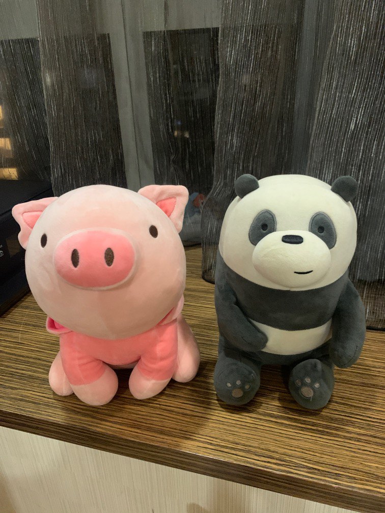 Miniso Plushies DISCOUNTED! Piggy with Hoody + Panda :), Hobbies & Toys ...