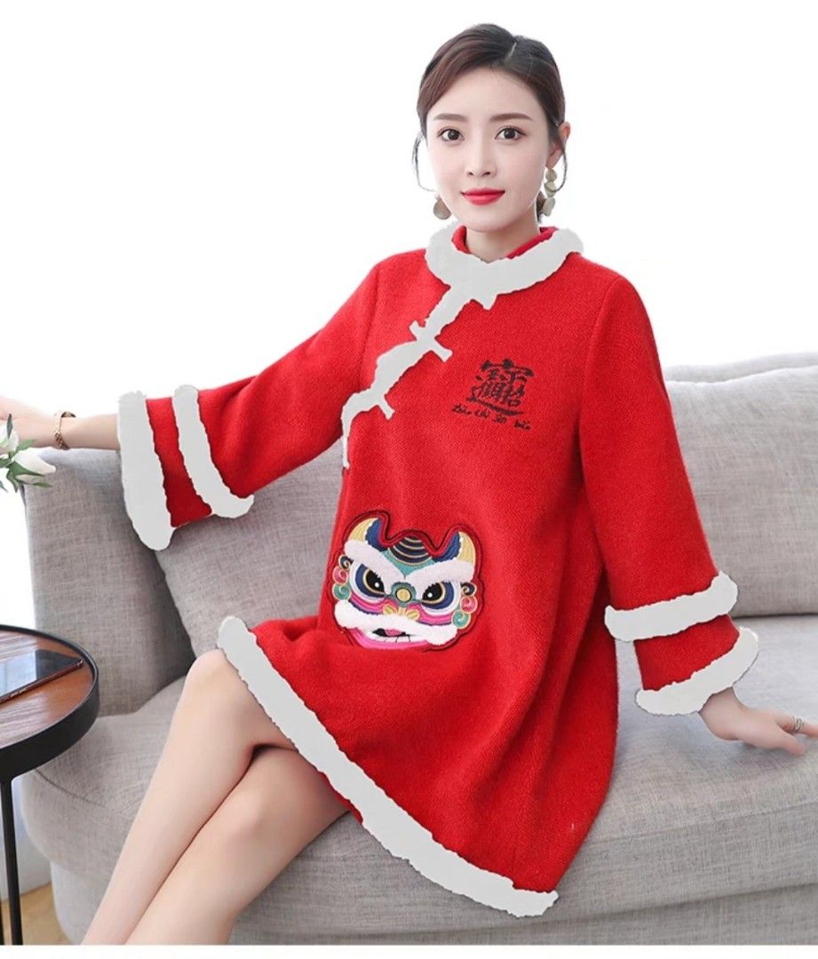 New Red Chinese new year clothes! Thick, Women's Fashion, Dresses ...