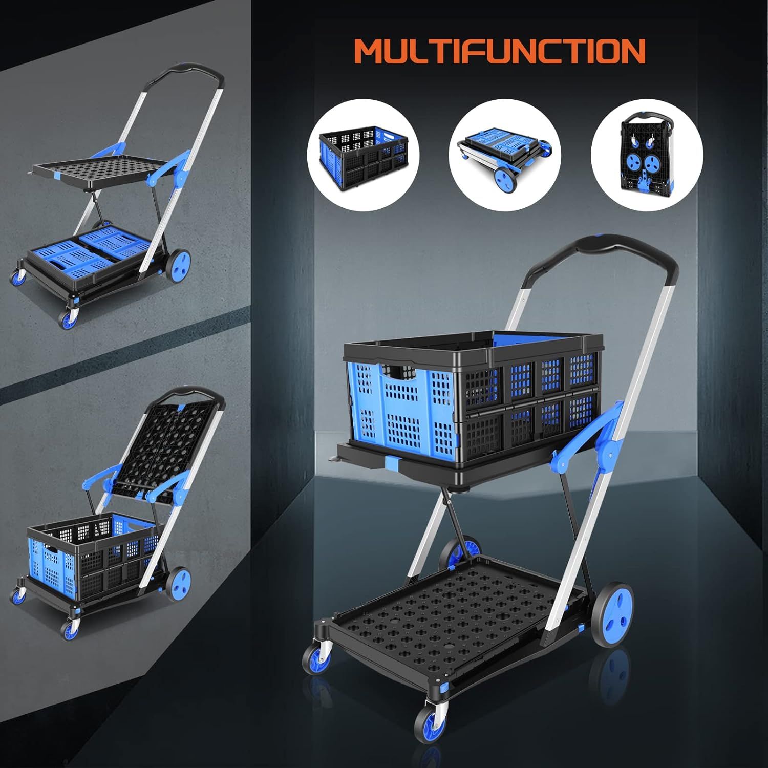 Olenyer Functional Collapsible Utility Cart,Collapsible Shopping carts ...