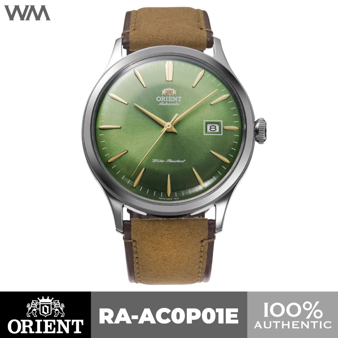 Orient Bambino Version 4 Automatic Green Pastel Dial Watch Soft Suede ...