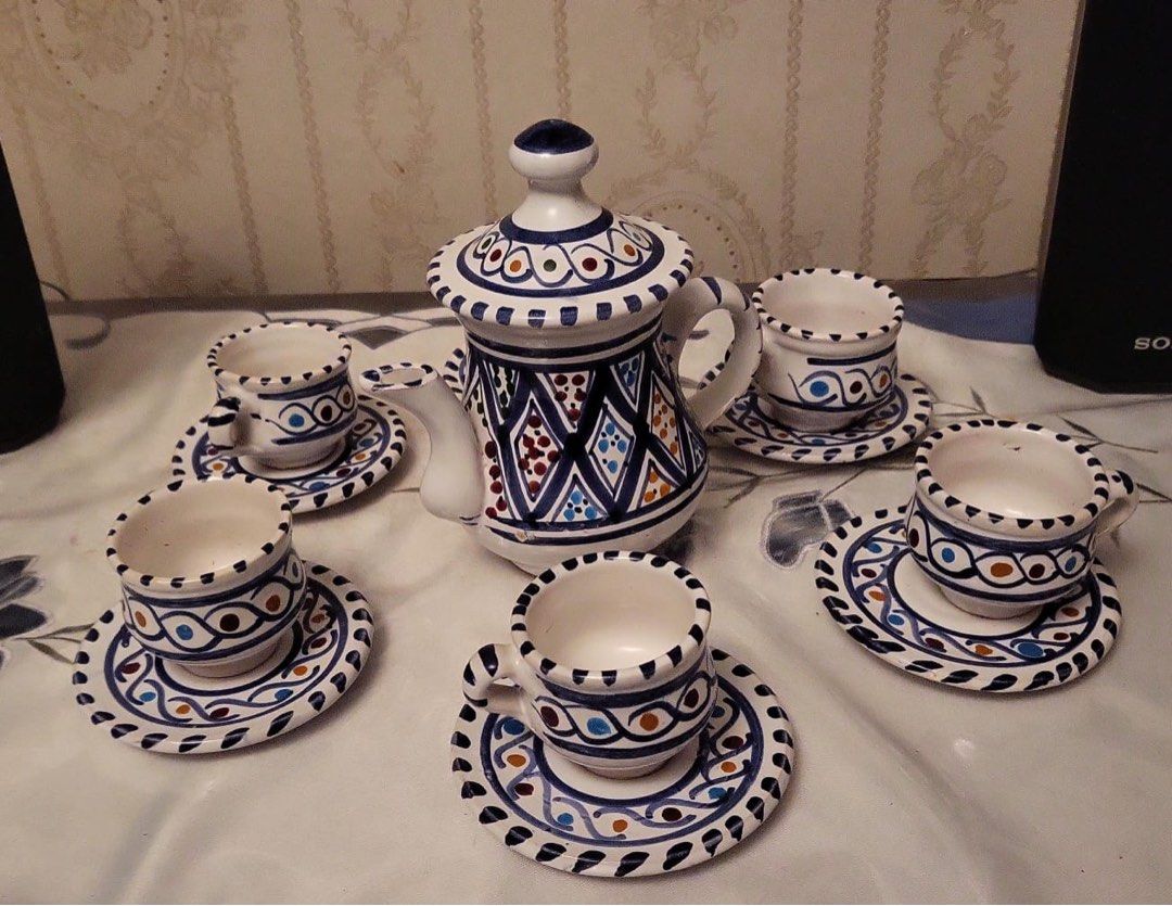 Original Algerian tea pot set (with 6 expresso cups), Furniture & Home ...