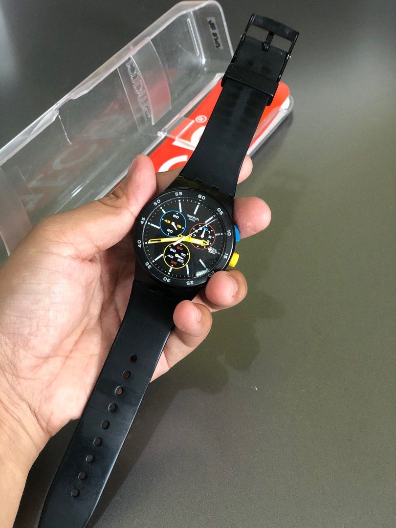 Original Swatch One-Black Chronograph Quartz, Women's Fashion, Watches ...