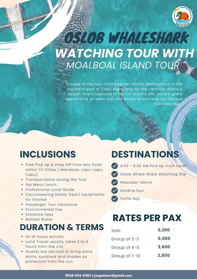 Oslob Whalshark Watching Tour with Moalboal Island Tour (Cebu Tour ...