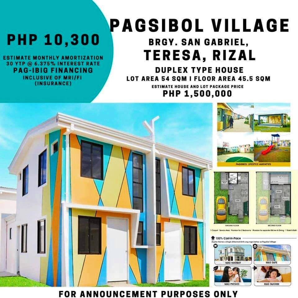 PAGSIBOL VILLAGE TERESA RIZAL PRE SELLING HOUSE AND LOT, Property, For ...