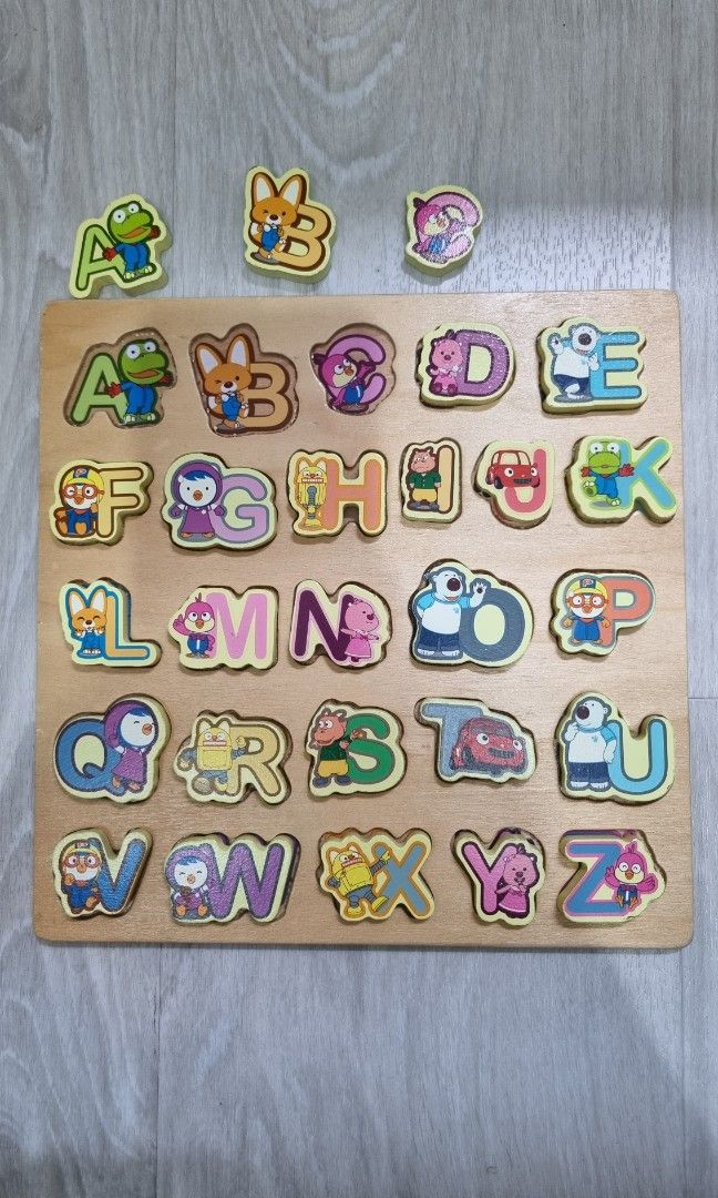 Pororo wooden alphabets, Hobbies & Toys, Toys & Games on Carousell