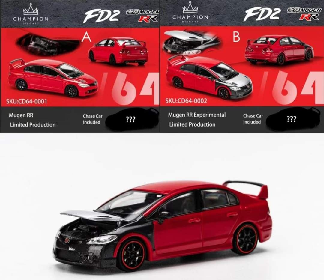 Preorders 1/64 Civic FD FD2R Mugen RR Red, Hobbies & Toys, Toys & Games ...