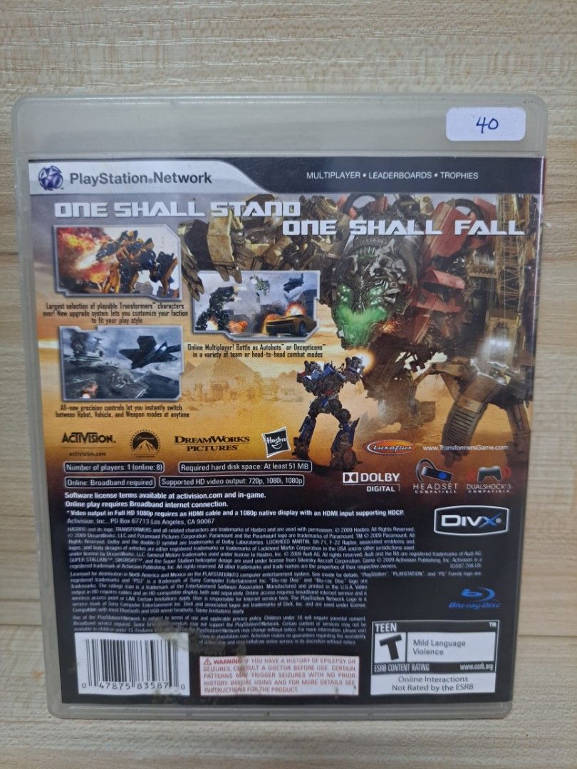 Ps3 Transformers Revenge of the fallen, Video Gaming, Video Games ...