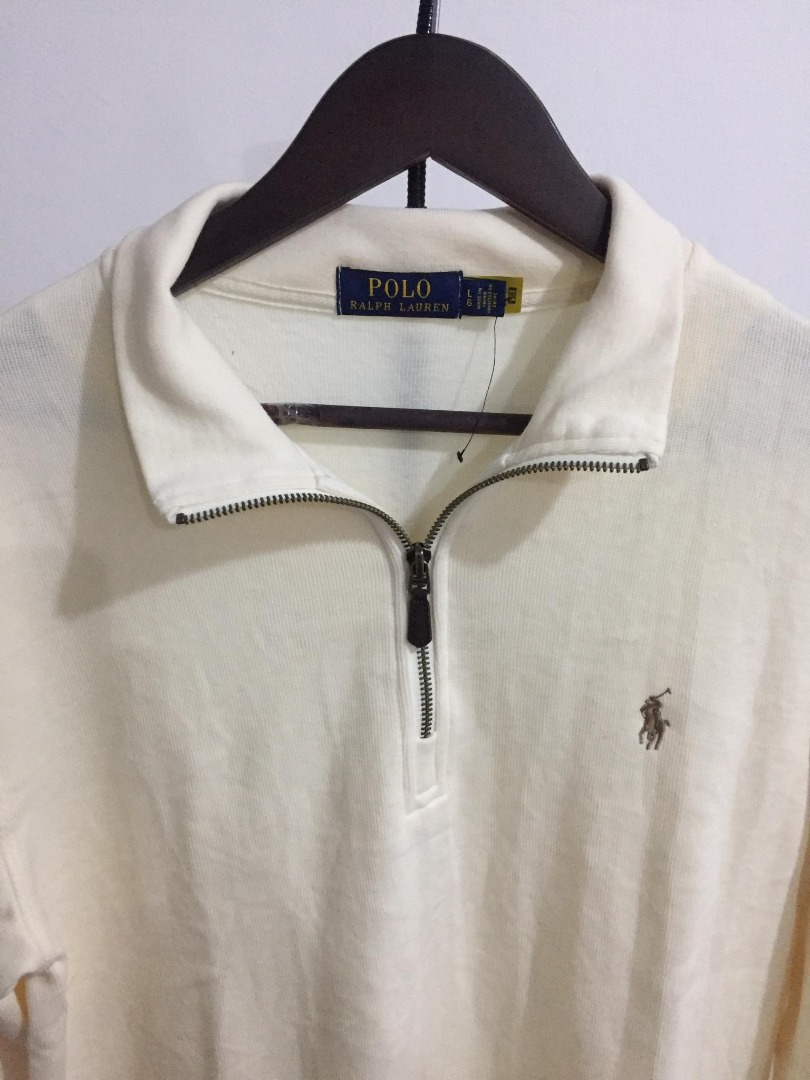 Ralph Lauren Polo Cream Quarter zip Polo Sweater, Men's Fashion, Tops ...
