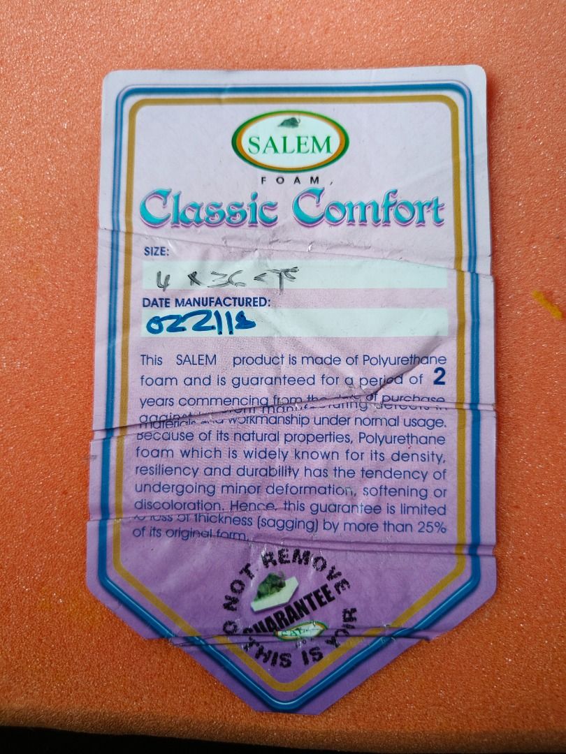 Salem quilted bed foam 4" single bed, Furniture & Home Living ...