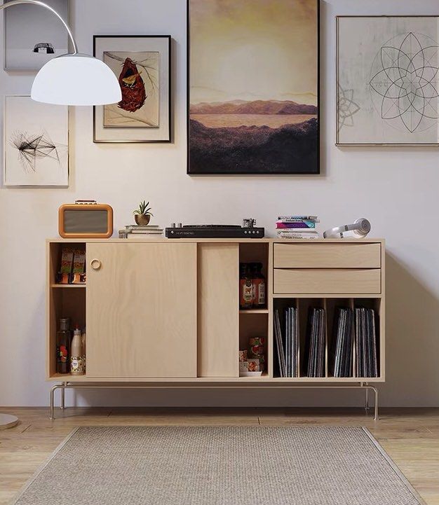 Sideboard Music Console Book & Magazine Cabinet TV Console Bookcase ...