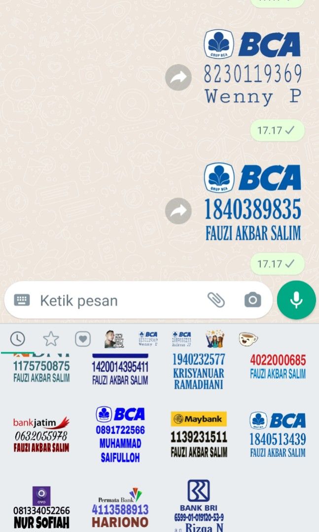 Stiker WA NO rekening bank bisa request bank manapun, Antik, Lainnya di ...