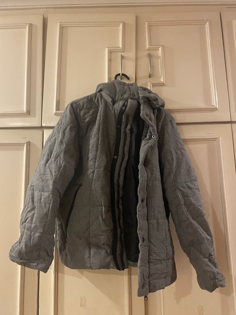 Thick Grey Jacket with Hood, Women's Fashion, Coats, Jackets and ...