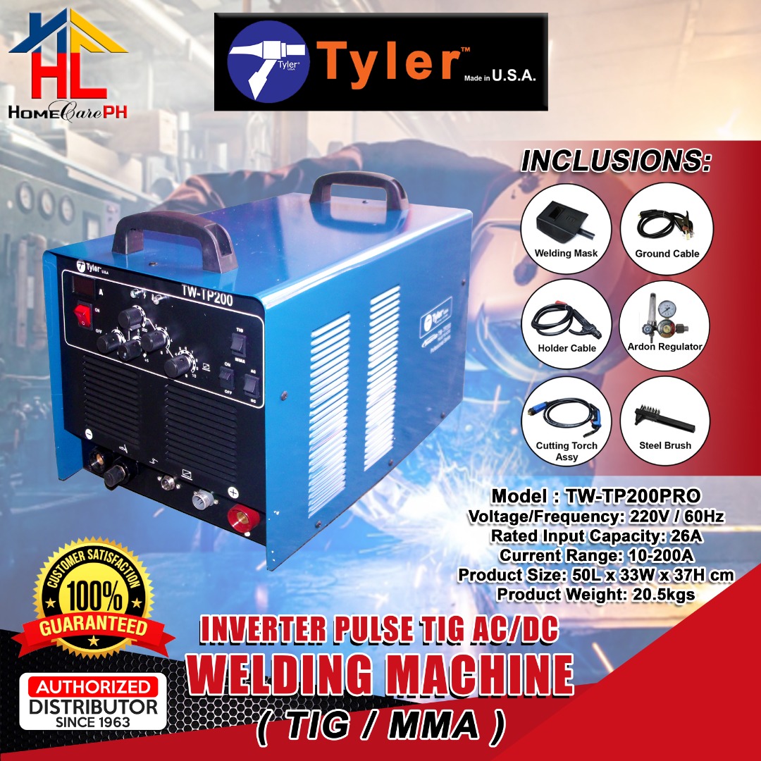 Tyler TW-TP200PRO Inverter Pulse TIG AC/DC Professional Series Welding ...