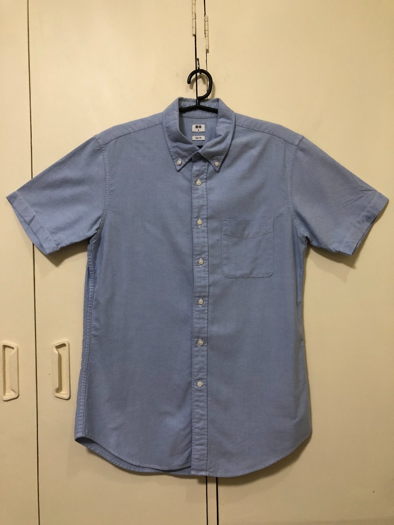 Uniqlo Blue Oxford Slim Fit Polo, Men's Fashion, Tops & Sets, Tshirts ...