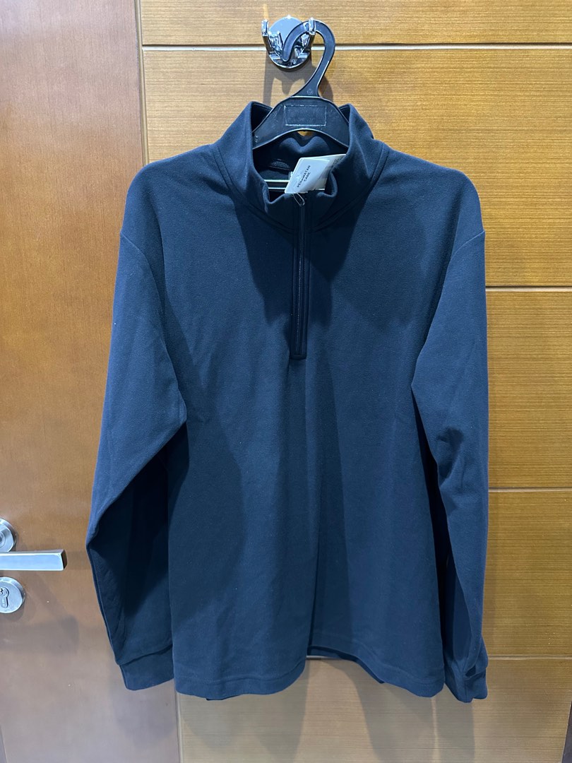 Uniqlo Half Zip Sweater Jacket Black Hitam, Fesyen Wanita, Pakaian ...