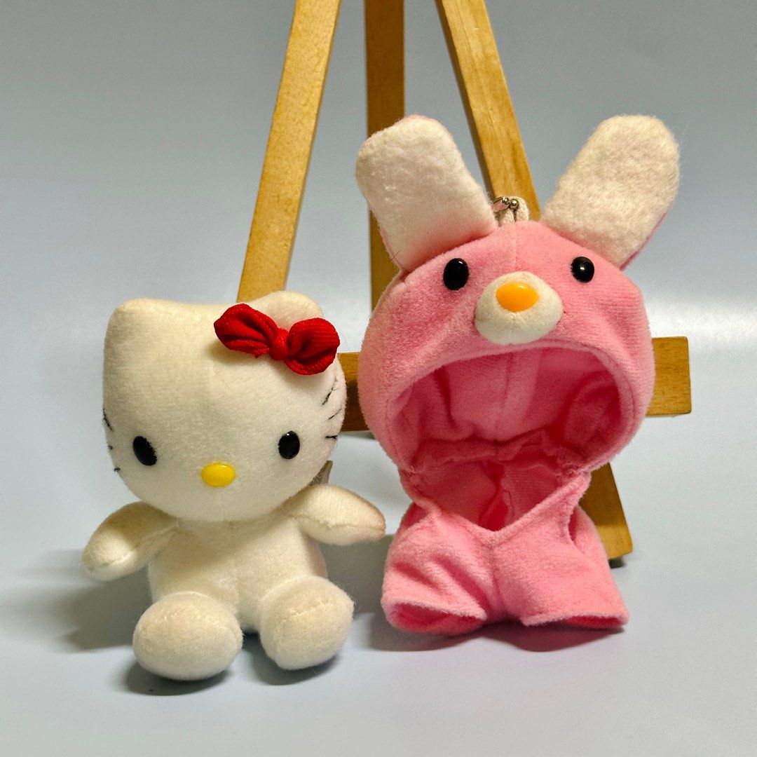 Vintage 1996 Sanrio Hello Kitty Pink Bunny Mini Plush Charm (removable ...