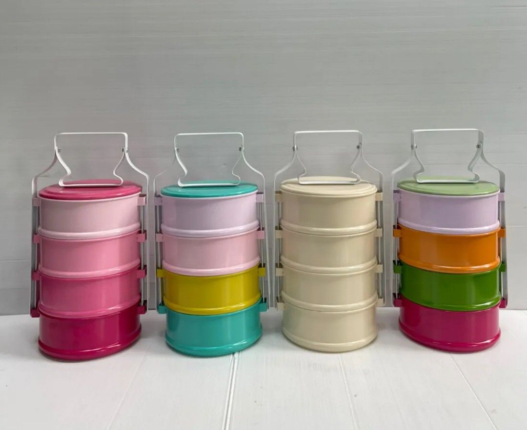 Vintage Tiffin carriers! (Rare pastel colours) tingkat, Furniture ...
