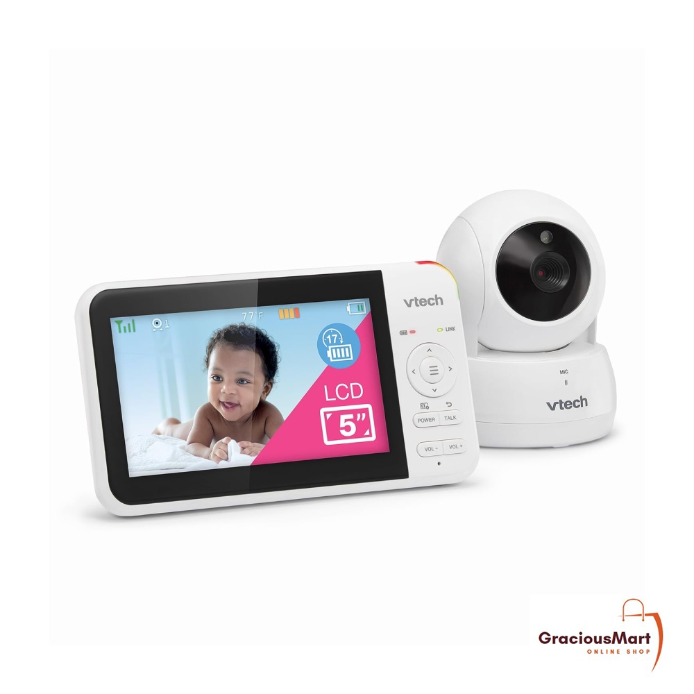 VTech VM924 Remote Pan-Tilt-Zoom Video Baby Monitor, 5" LCD Screen, Up ...