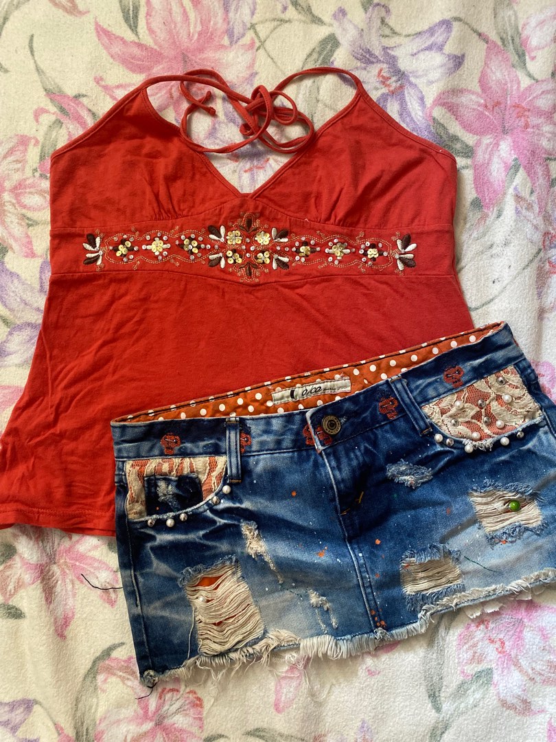 y2k outfit set or can buy separate, Women's Fashion, Tops, Sleeveless ...