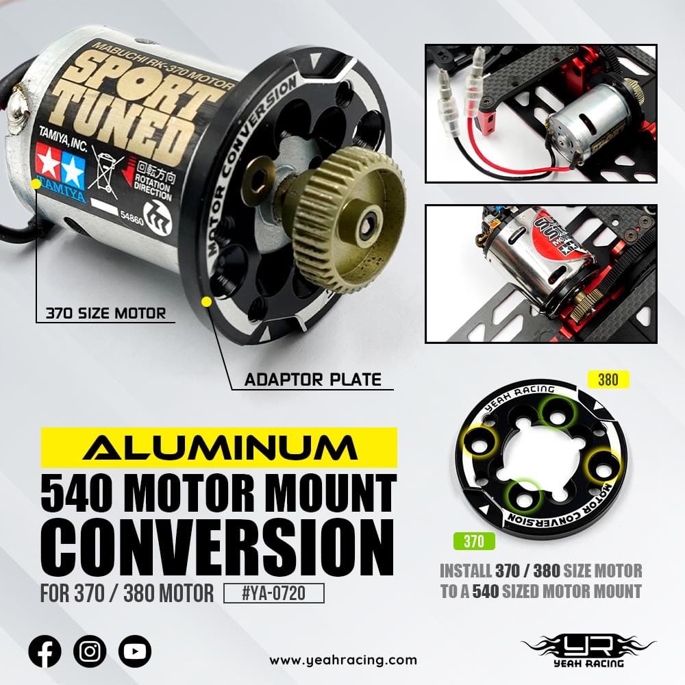 Yeah Racing 鋁合金540 轉 370/380 摩打座! Aluminum 540 Motor Mount Conversion ...