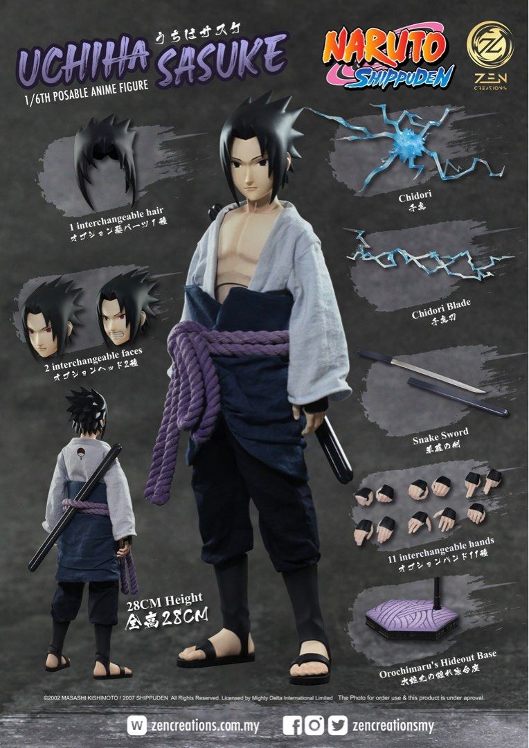 Zen Creation 1/6 Naruto Shippuden Sasuke Uchiha Posable Anime Figure ...