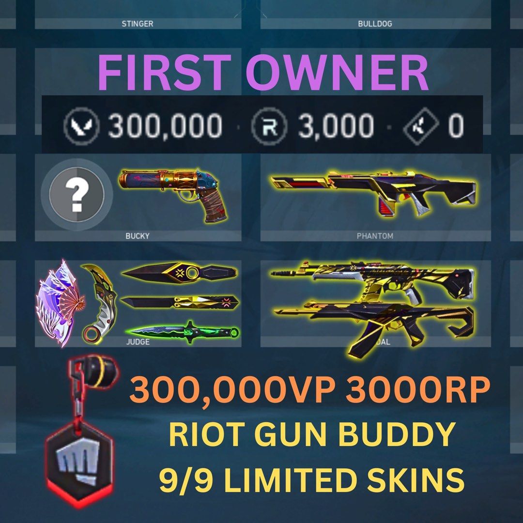 300,000VP + RIOT GUN BUDDY + ALL 9 LIMITED SKINS VCT CHAMPIONS 2021 ...