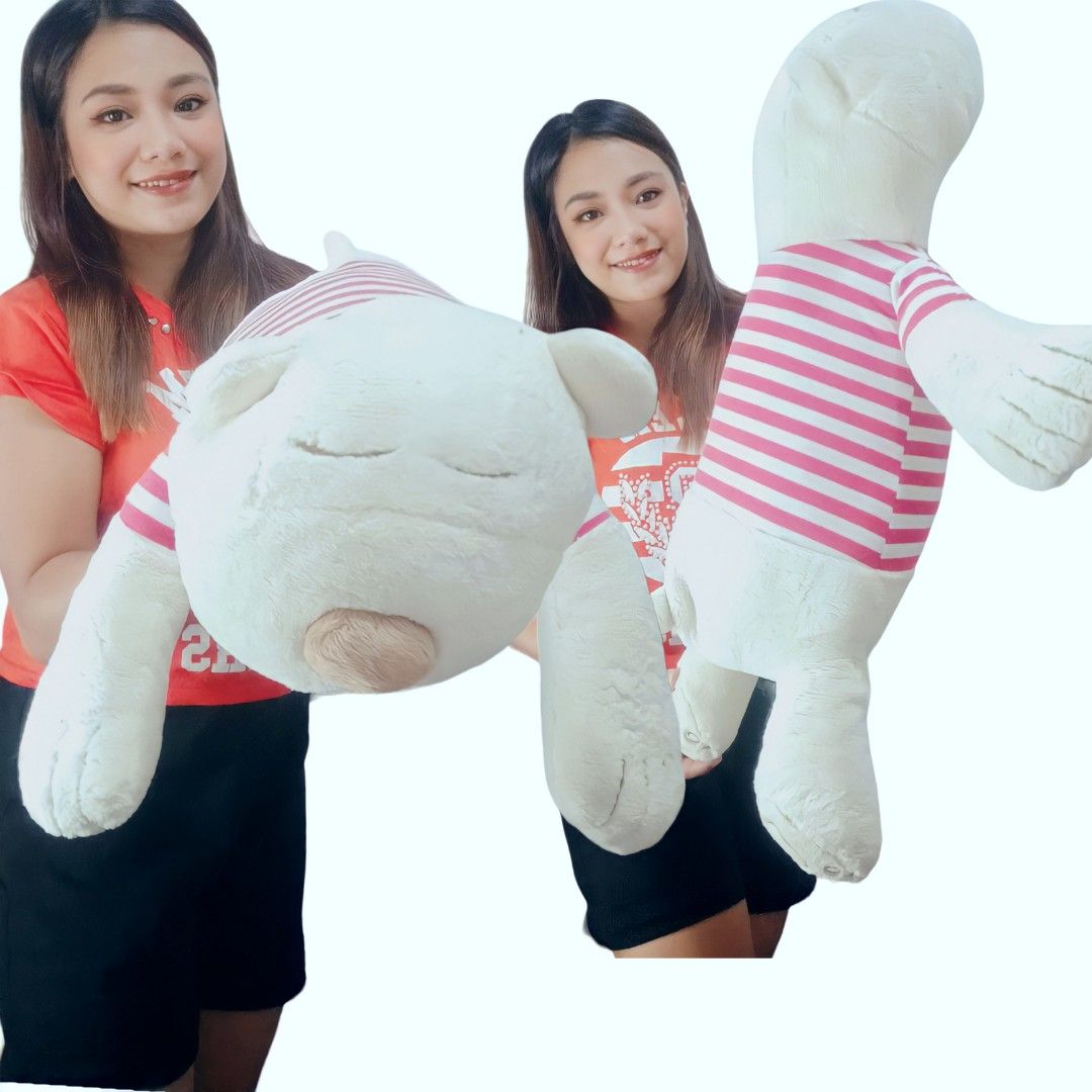 63cm white and red stripes nitori bear stuffed toys, Hobbies & Toys ...