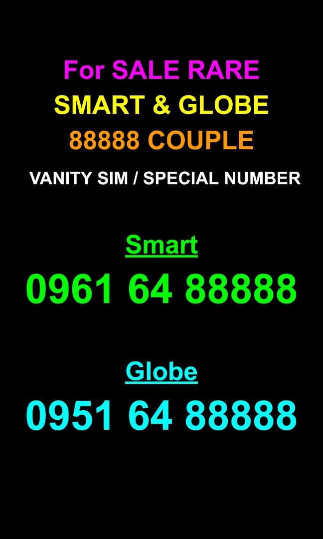 88888 COUPLE SMART GLOBE VANITY SIMCARD SPECIAL NUMBER SIM, Mobile Phones & Gadgets, Mobile ...