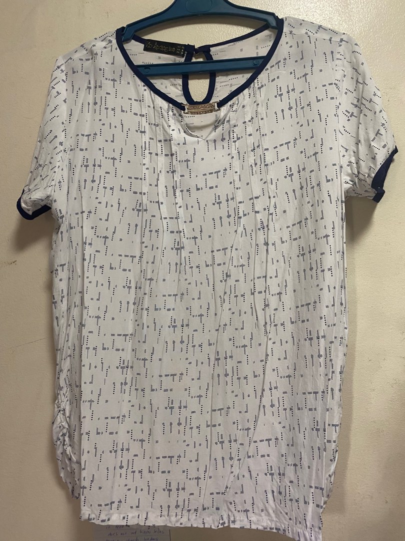 [Branded] No Apologies White Printed Design Blouses, Women's Fashion ...