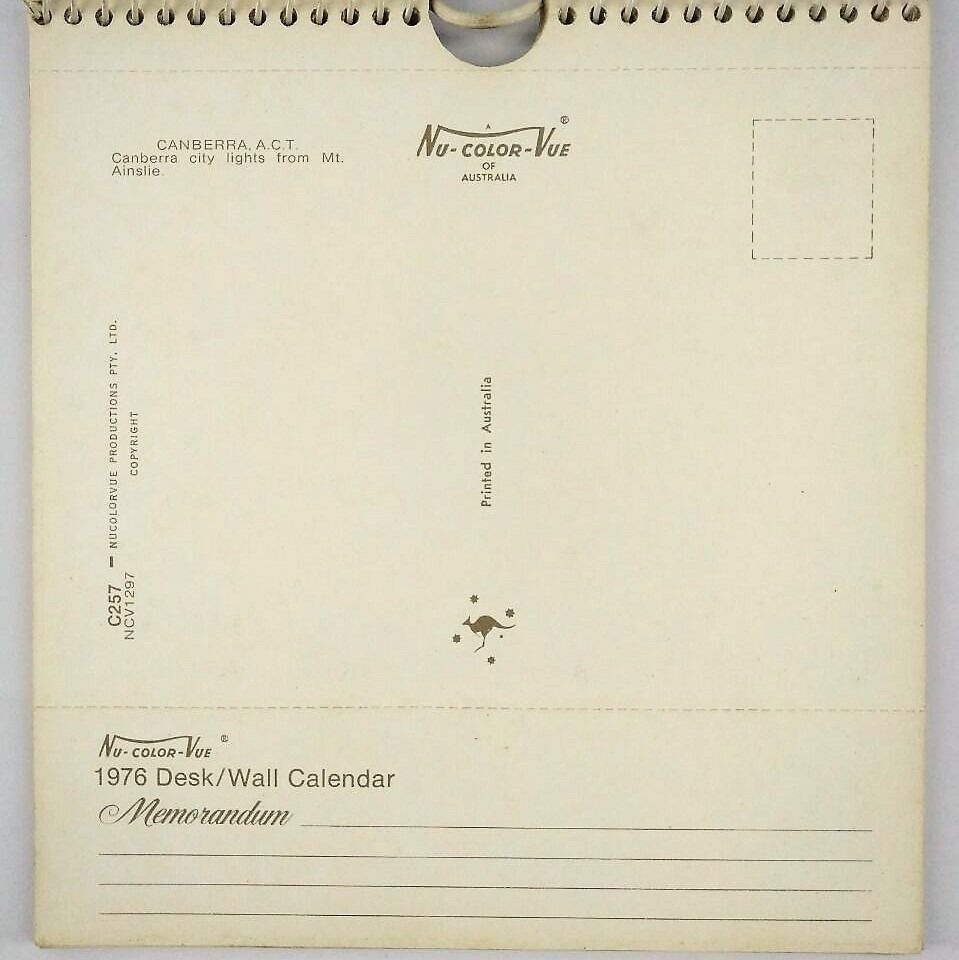 calendar post card Canberra 1976 kartu pos kalender koleksi jadul lawas ...