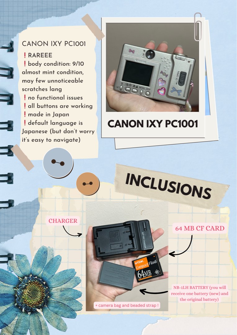 CANON IXY PC1001, Photography, Cameras on Carousell