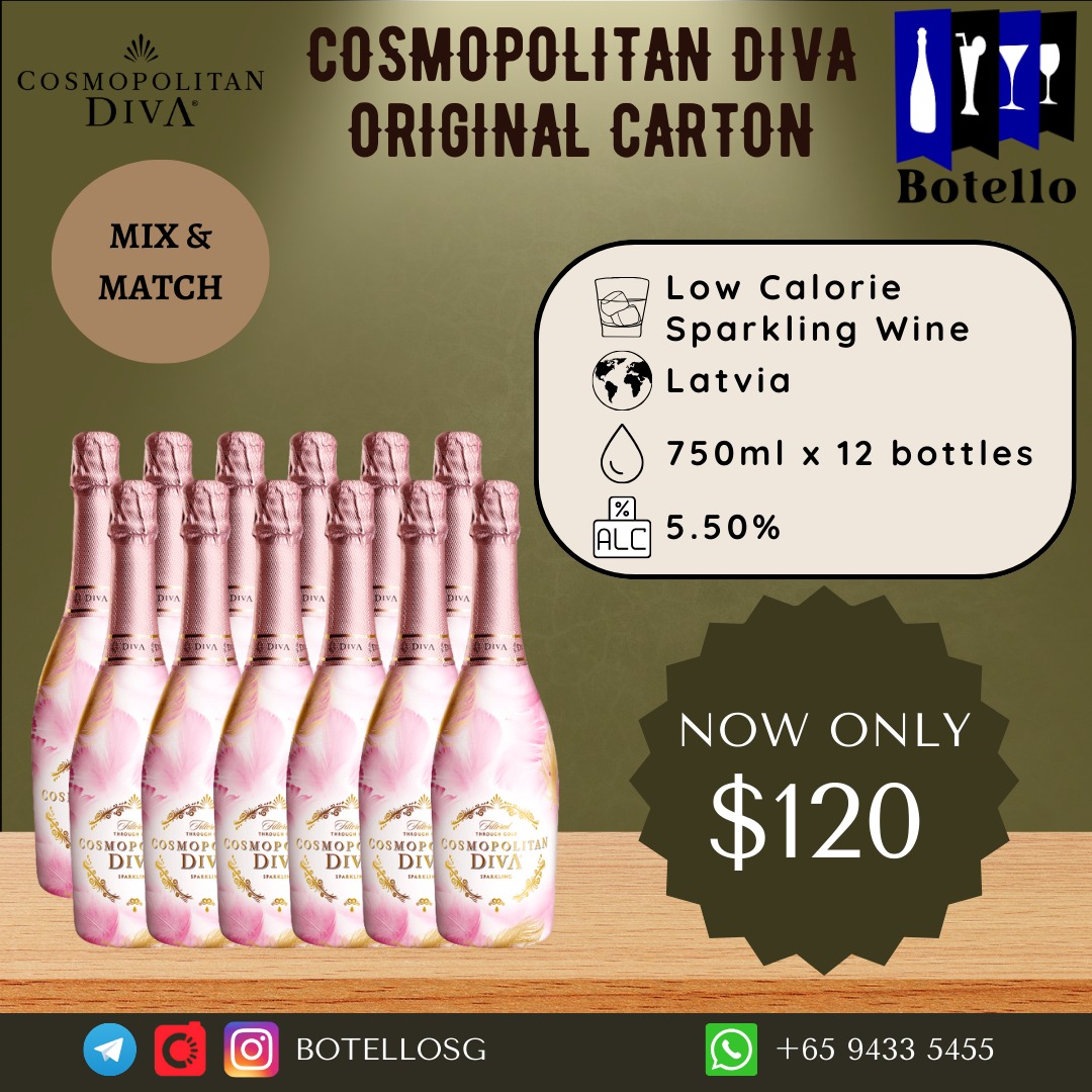 [Carton] Cosmopolitan Diva Sparkling Wine x 12 bottles / 750ml / Same ...