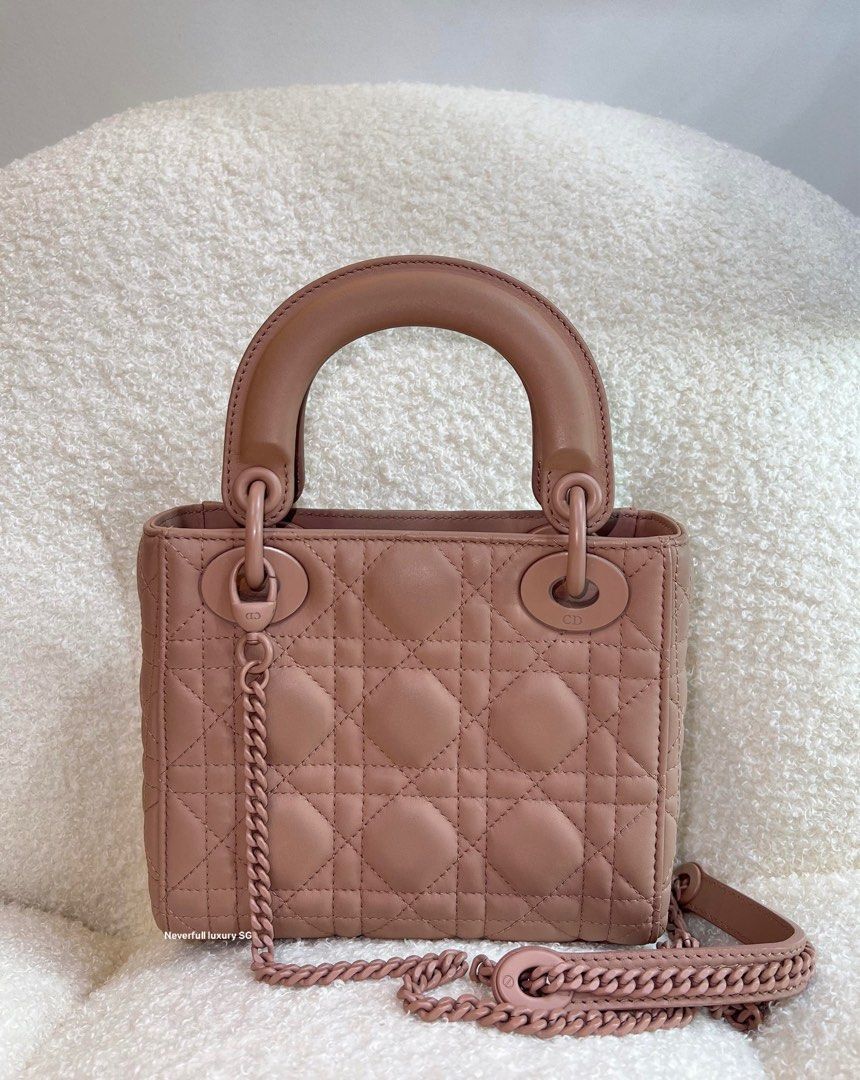 Christian Dior Mini Lady Dior Blush Pink Ultramatte Calfskin Leather ...