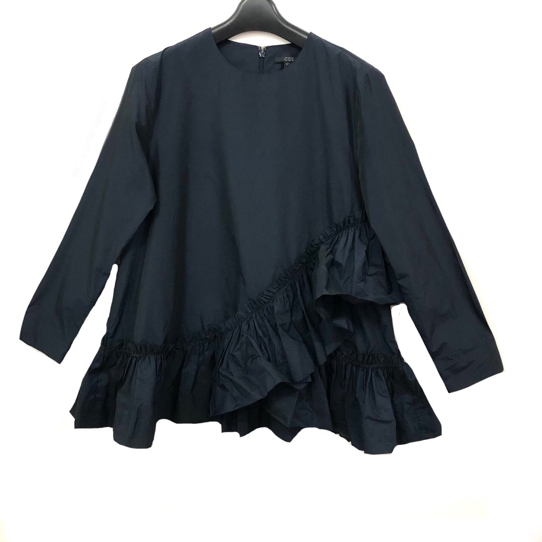 COS Blue Ultralight Assymetric Frill Stylish Tops, Women's Fashion ...