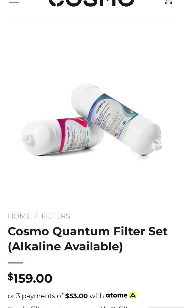 Cosmo Quantum Alkaline Water Filter Set, Furniture & Home Living ...