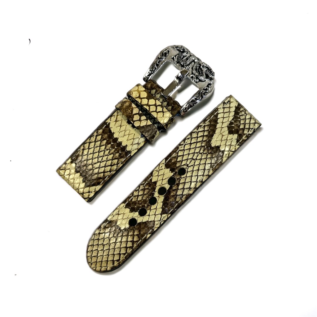 Custom Black Forest Artelier Panerai 24mm Natural Python Leather Strap ...