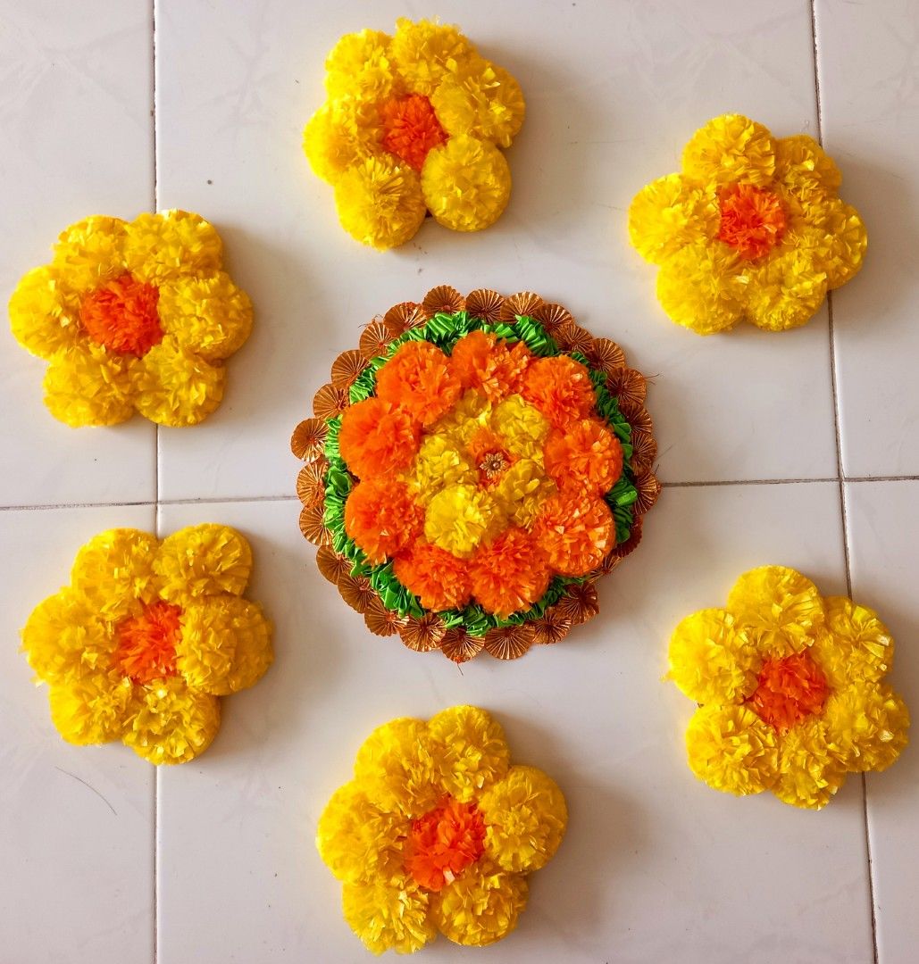Deepavali Diwali Swastik Rangoli and other flower rangoli set, Hobbies ...
