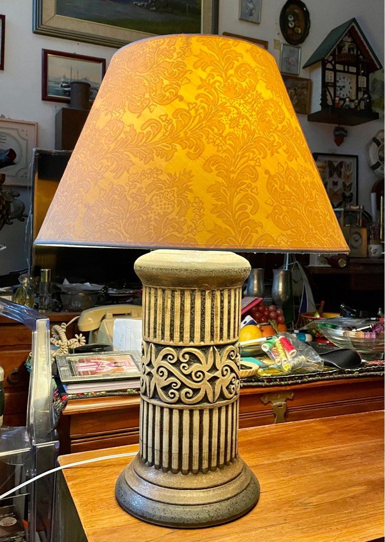 [ CLEARANCE] Emperor Roman Style Ceramic Column with Ceramic Table Lamp ...