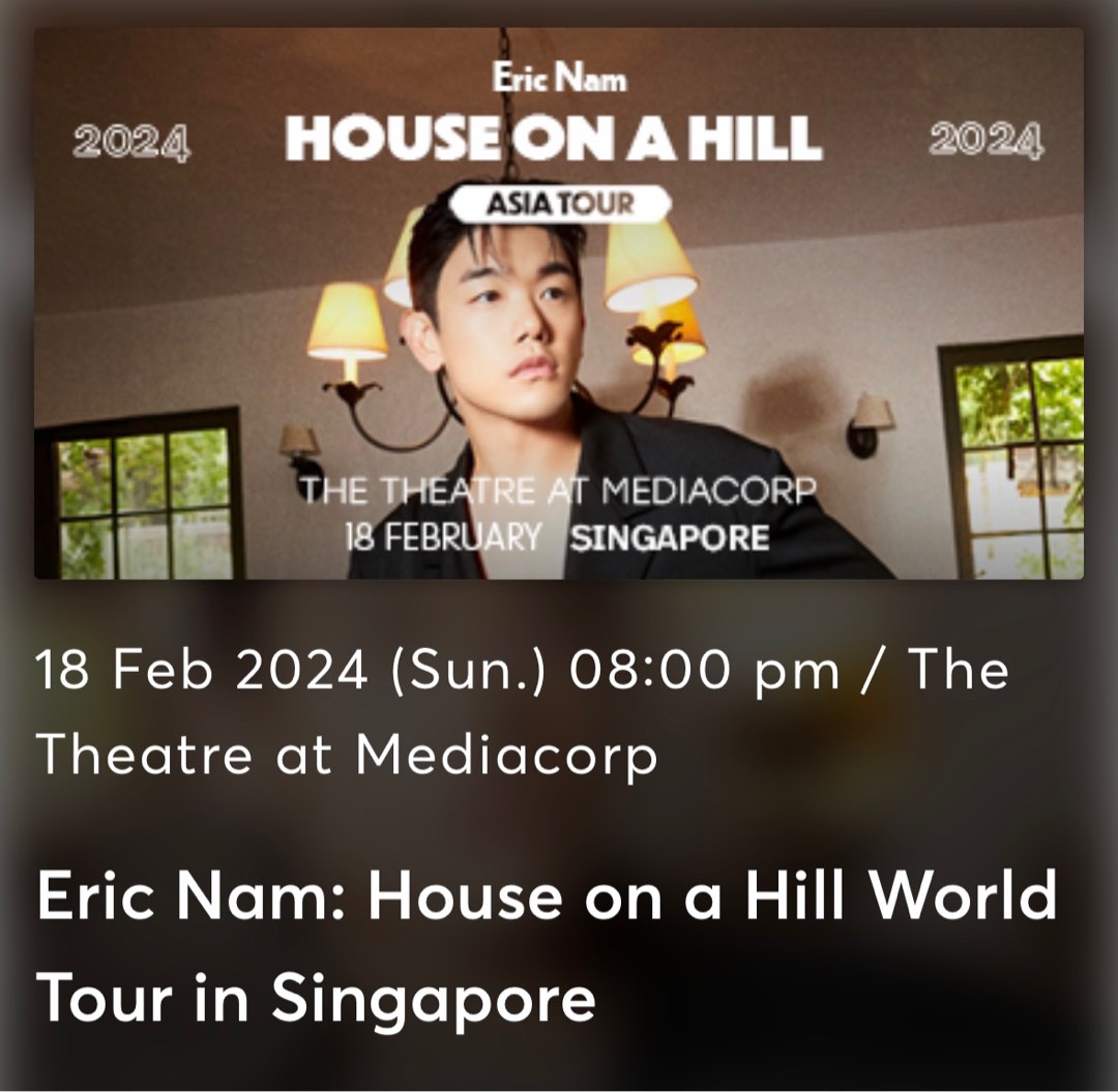 Eric Nam House on a Hill World Tour Cat 1 + VIP Experience, Tickets & Vouchers, Event Tickets on ...