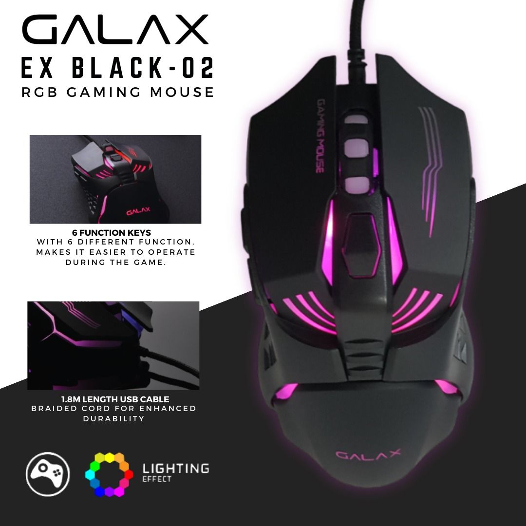Galax Ex Black-02 RGB Gaming Mouse, Computers & Tech, Parts ...