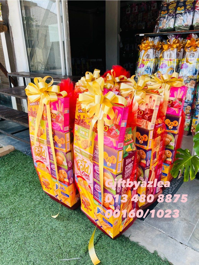 Hamper makanan dan minuman wrapp netting, Food & Drinks, Gift Baskets ...