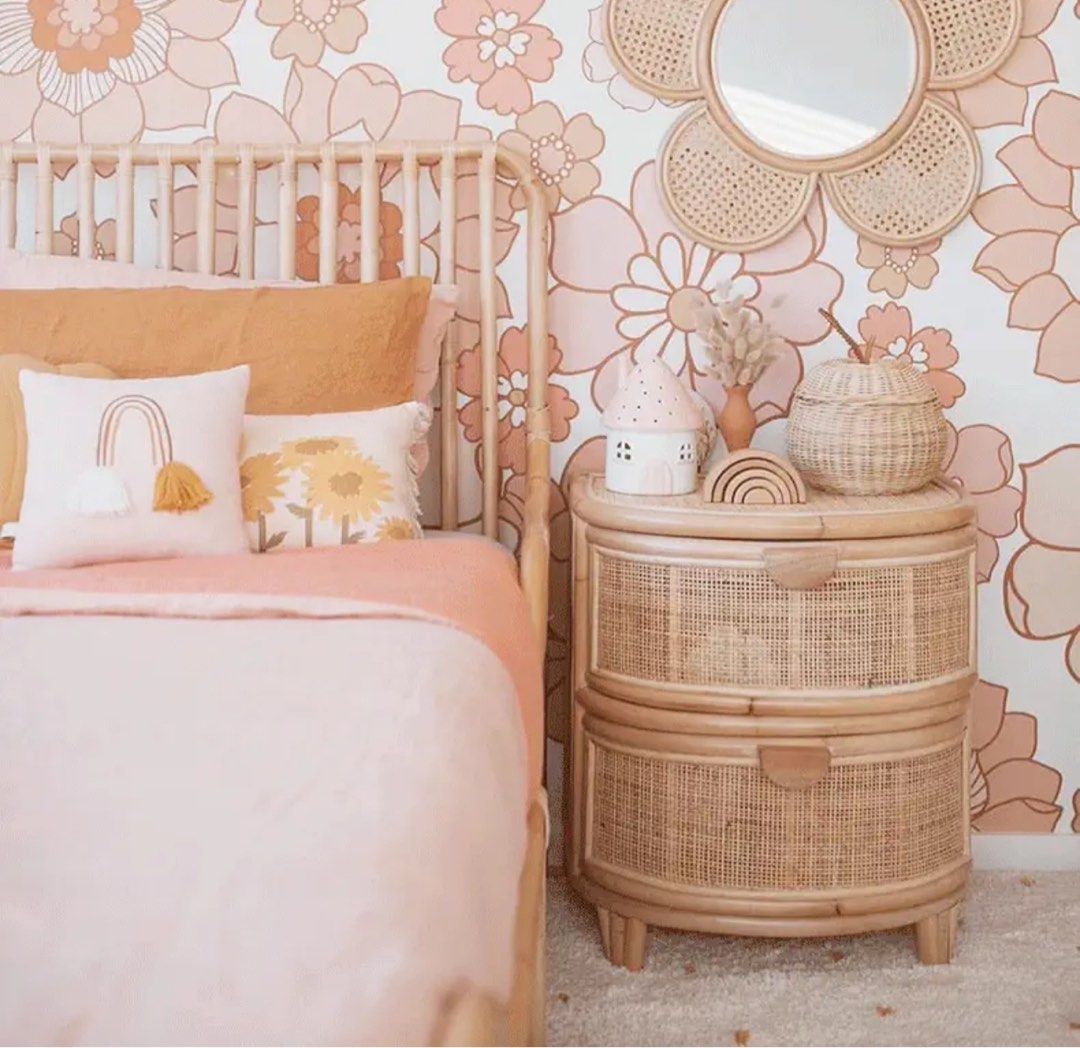 HOSZIE Japandi Rattan Bedside Table, Furniture & Home Living, Furniture ...