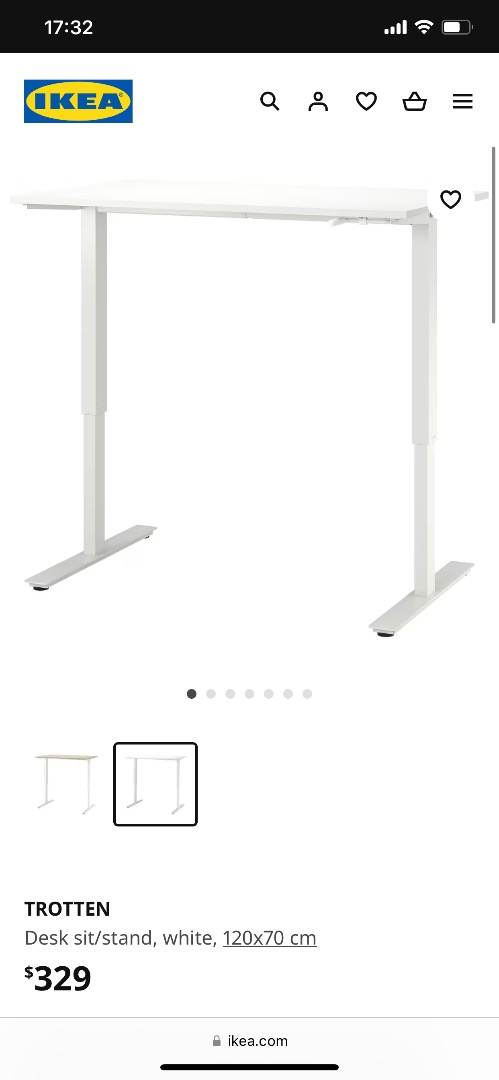 Ikea TROTTEN adjustable study desk white, Furniture & Home Living ...