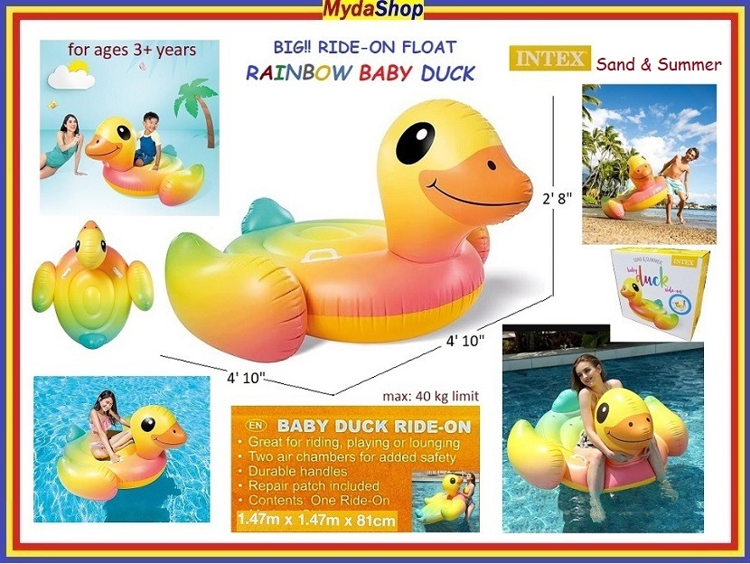 INTEX RAINBOW BABY DUCK Swim Pool Ride-On Float. Pelampung Anak Itek ...