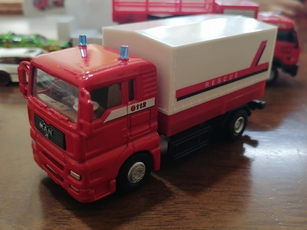 JoyCity 1/60 Man TGS Fire Department Truck - Red - Loose , Hobbies & Toys, Toys & Games on Carousell